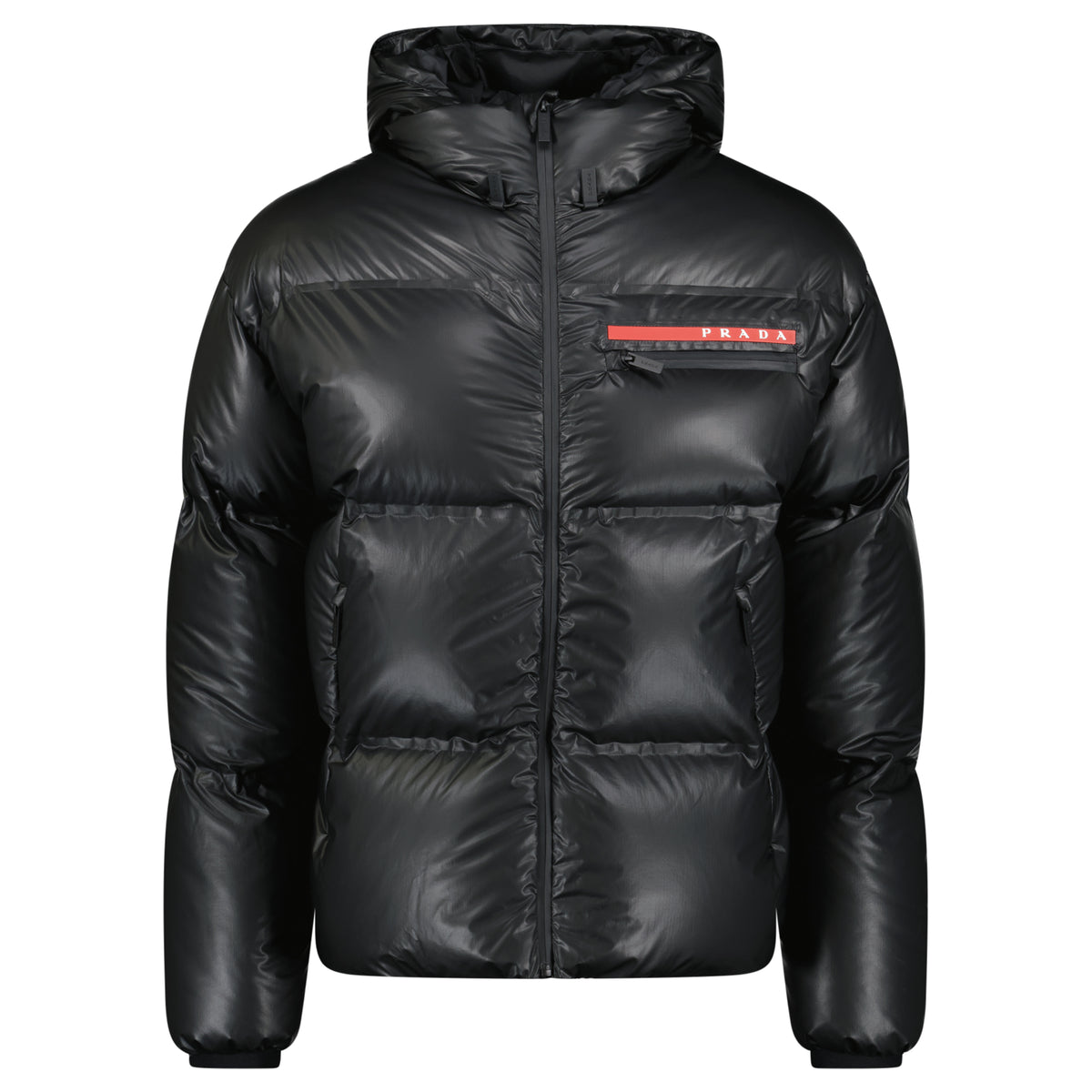 Prada Linea Rossa Re-Nylon Hooded Puffer Jacket Black– chancefashionco