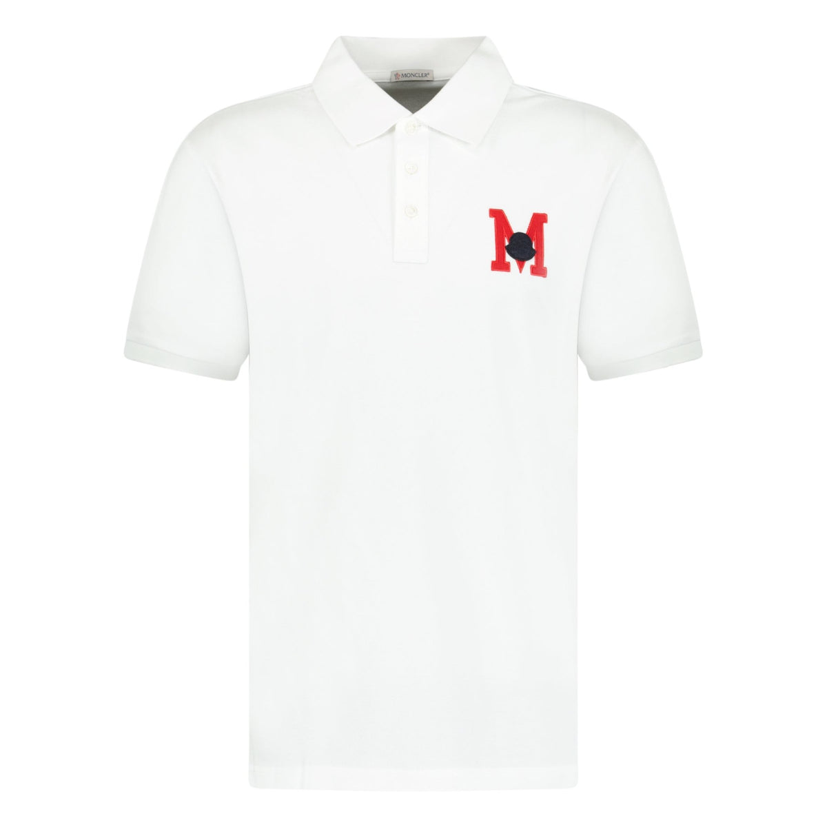 Moncler M Logo Embroidered Polo White | chancefashionco