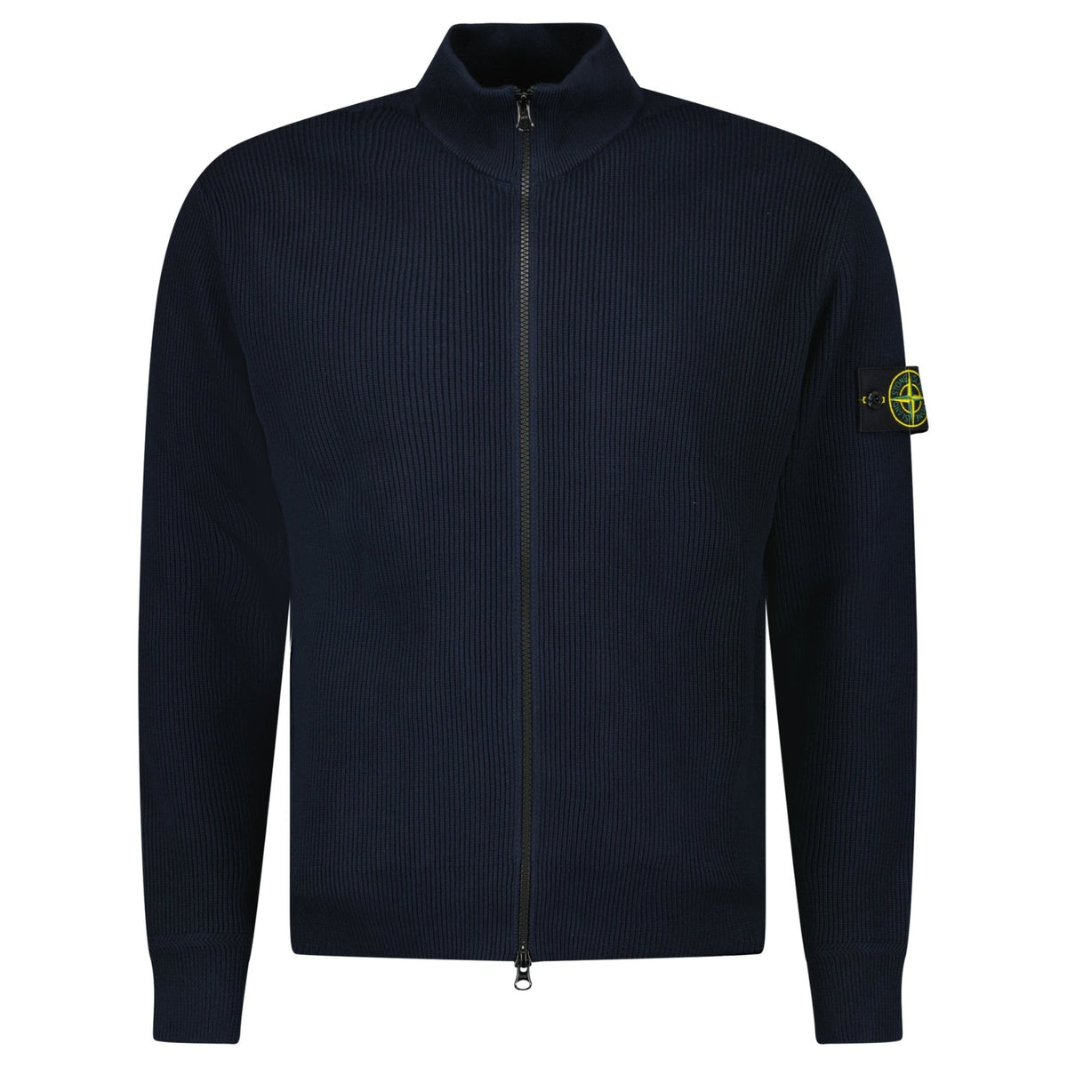 Stone Island Knit Zip-Up Ribbed Cardigan Navy | chancefashionco