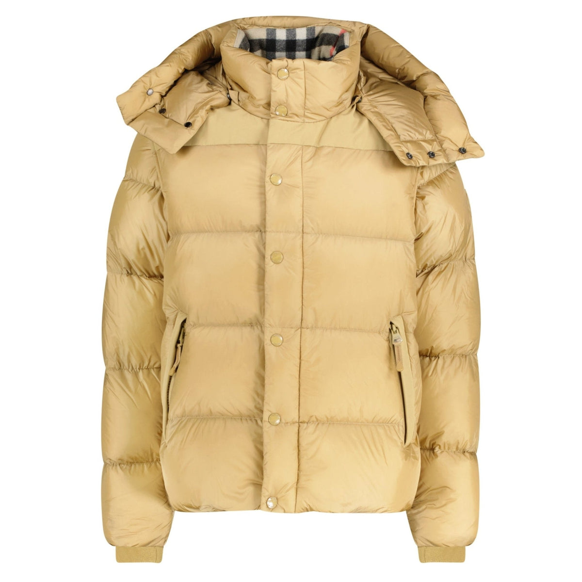 Burberry 'Leeds' Hooded Check Down Jacket Honey | chancefashionco